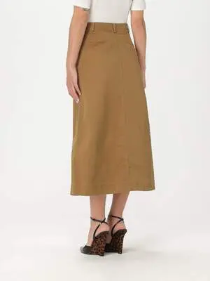 Saint Laurent Cotton Midi Skirt - Cream