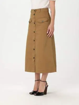 Saint Laurent Cotton Midi Skirt - Cream