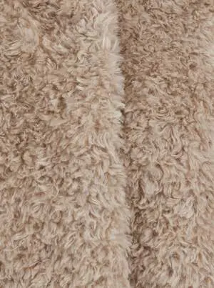 Herno Beige High-neck Coat With Hidden Front Closure In Beige Ecofur For