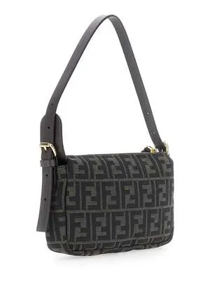 Fendi Ff Canvas Zip Top Crossbody Bag - Brown