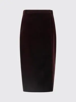 Saint Laurent Cotton Velvet Pencil Skirt - Red