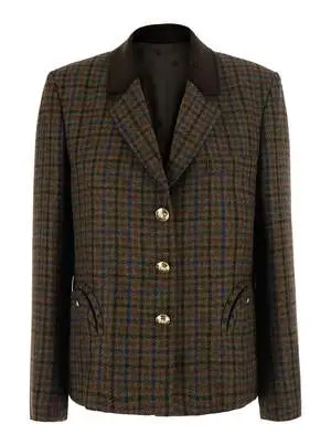 BLAZÉ MILANO Amandira Wool Check Motif Single-breasted Jacket - Multicolor