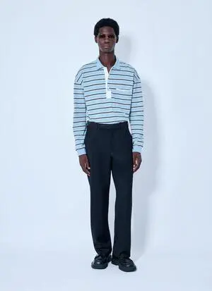 Bottega Veneta Striped Cotton-piqué Polo Shirt - Blue