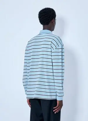 Bottega Veneta Striped Cotton-piqué Polo Shirt - Blue