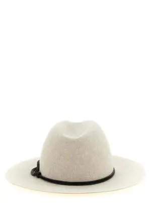 Brunello Cucinelli Wide Brim Fedora Hat With Cord - Cream