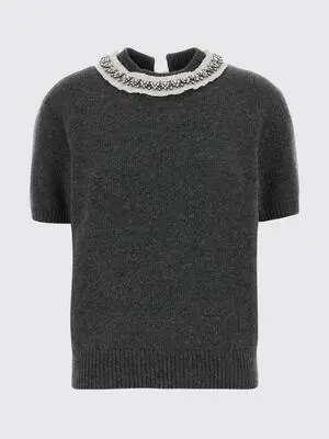 Prada Cashmere-blend Embellished Sweater - Gray