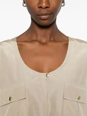 FORTE_FORTE Cotton Blend Long Sleeve Blouse - Multicolor