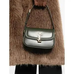 Saint Laurent Calfskin Satchel And Cross Body Bag - Green