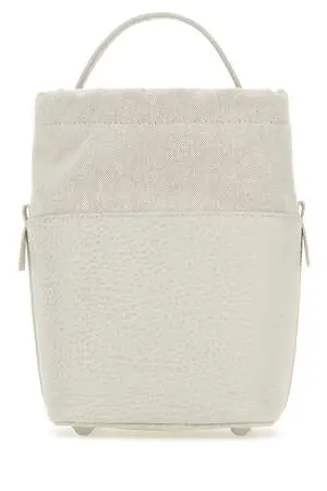 MAISON MARGIELA Leather And Canvas Mini 5ac Bucket Bag - White