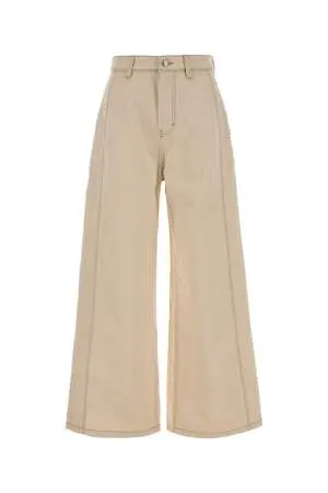 AMI Paris Sand Denim Wide-leg Jeans - Brown