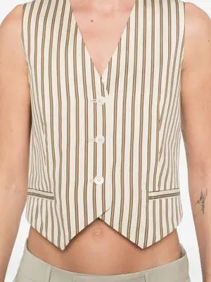 Max Mara Cotton And Silk Striped Vest - Multicolor
