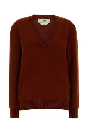 Fendi Brick Stretch Cashmere Sweater - Red