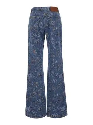 Etro Printed Denim Flared Jeans - Multicolor