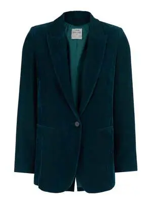 FORTE_FORTE Blue Single-breasted Jacket With Peak Revers In Corduroy For - Multicolor