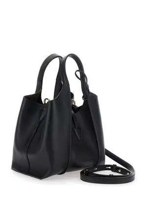TOD'S Tote Bag With Two Top Handles And Logo Plate On Front In Black Hammered Leather For - Multicolor