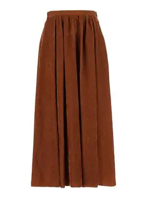 FORTE_FORTE Corduroy Pleated Long Skirt - Multicolor