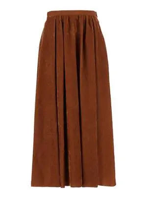 FORTE_FORTE Corduroy Pleated Long Skirt - Multicolor