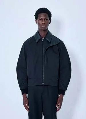 Bottega Veneta Intrecciato Leather-trimmed Twill Blouson Jacket - Black