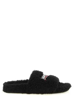Balenciaga Furry' Open Sandals - Black