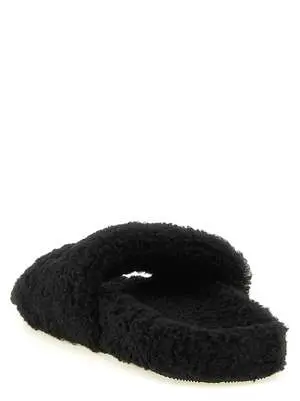 Balenciaga Furry Open Sandals - Black