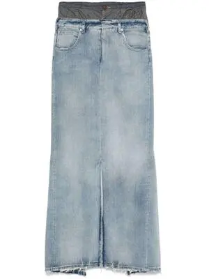 MAISON MARGIELA Denim Cotton Maxi Skirt - Multicolor