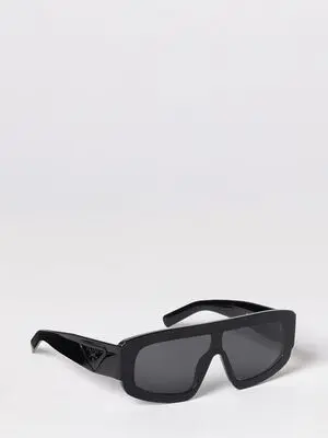 Prada Acetate Shield Sunglasses With Colored Lenses - Black