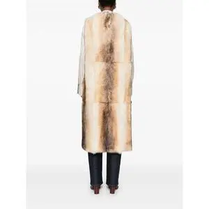 YVES SALOMON Striped Fur Waistcoat - Cream