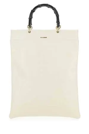 JIL SANDER Ivory Leather Medium Shopping Bag - White