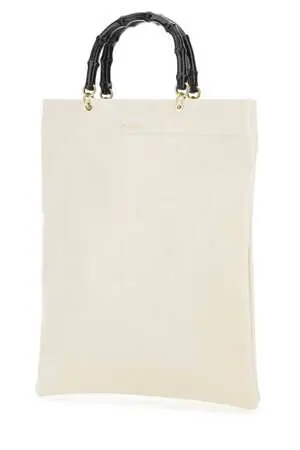 JIL SANDER Leather Medium Shopping Bag - White