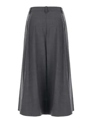 Brunello Cucinelli Wool Blend Midi Skirt - Multicolor