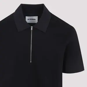 JIL SANDER Knitted Collar Polo - Blue