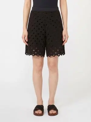 Max Mara High-waisted Perforated Cotton-blend Shorts - Black
