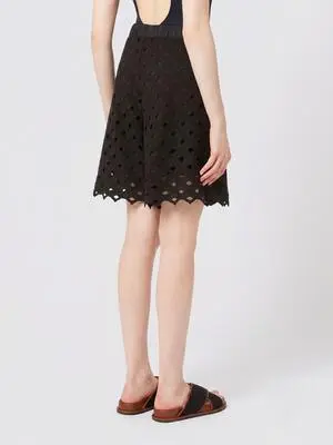 Max Mara High-waisted Perforated Cotton-blend Shorts - Black