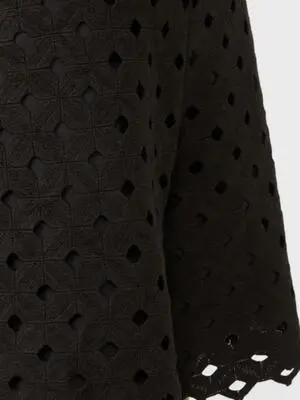 Max Mara High-waisted Perforated Cotton-blend Shorts - Black