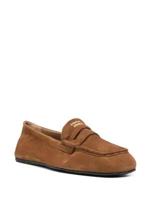 Miu Miu Suede Ruched Loafers - Multicolor