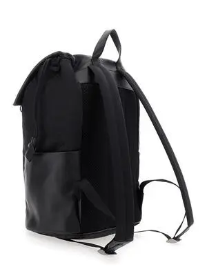 Fendi Black Backpack With Logo Plaque And All-over Ff Motif In Nylon