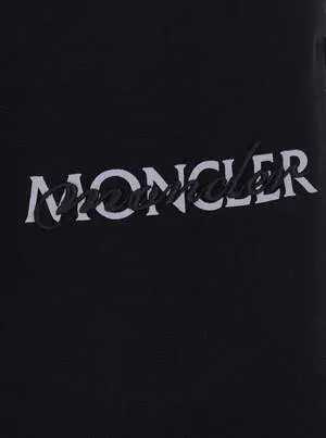 Moncler Black Pants With Elasticated Waist And Logo Lettering On The Front In Cotton For - Multicolor