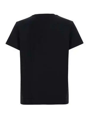 Moncler Logo Lettering Cotton T-shirt - Black