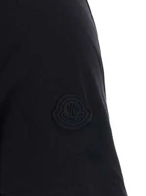 Moncler Logo Lettering Cotton T-shirt - Black