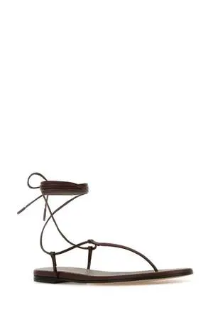 GIANVITO ROSSI Nappa Leather Gwyneth Thong Sandals - Brown