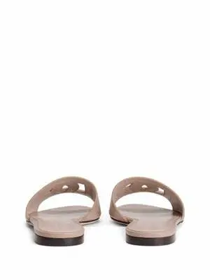 Dolce & Gabbana Leather Sandals With Dg Logo - Multicolor