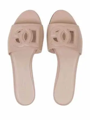 Dolce & Gabbana Leather Sandals With Dg Logo - Multicolor