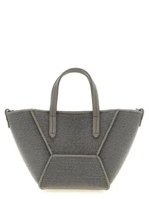 Brunello Cucinelli BRUNELLO CUCINELLI Monili Embroidered Leather Handbag Gray