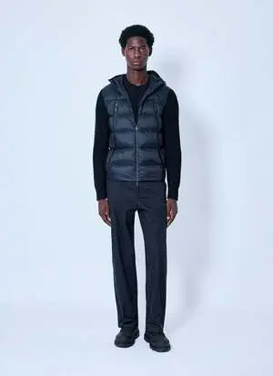 Moncler Hooded Puffer Jacket With Knit Sleeves