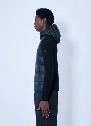 Moncler Hooded Puffer Jacket With Knit Sleeves