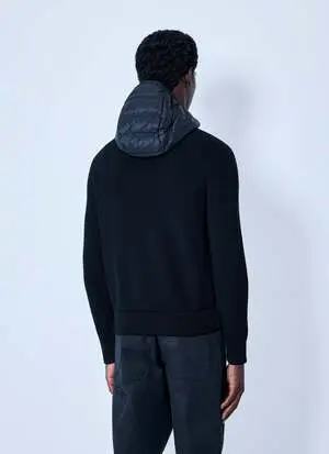 Moncler Hooded Puffer Jacket With Knit Sleeves