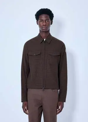 Moncler Checked Zip-up Jacket - Brown
