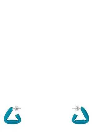 Bottega Veneta Teal Green 925 Silver Fold Earrings - Blue