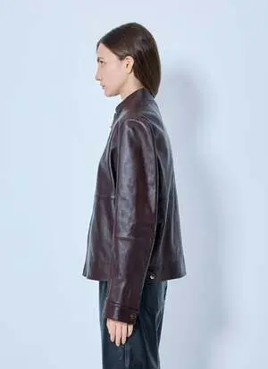 Max Mara High-collar Leather Jacket