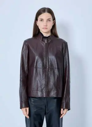 Max Mara High-collar Leather Jacket - Multicolor